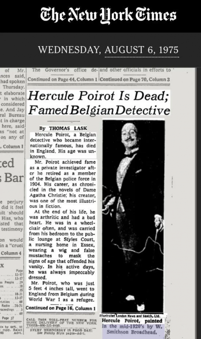 50 años de la muerte de Hércules Poirot: El detective de ficción que se ...