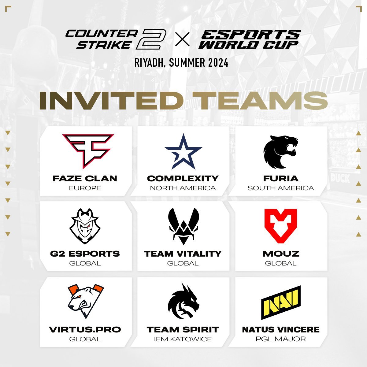 Ya hay nueve equipos confirmados para la Copa del Mundo de CS2 Esports