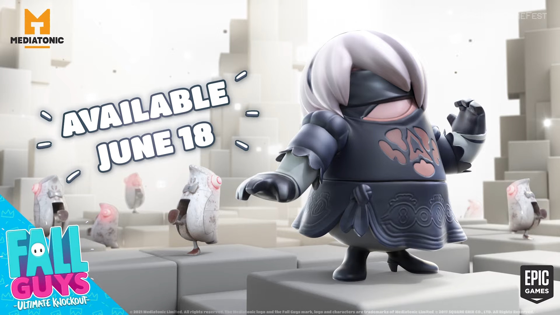 Fall Guys se viste de 2B con la skin de Nier Automata