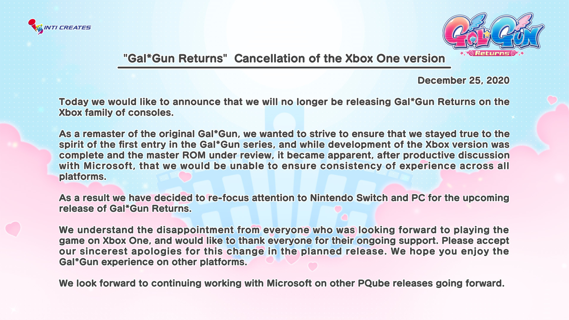 Cancelada la versión Xbox de Gal Gun Returns
