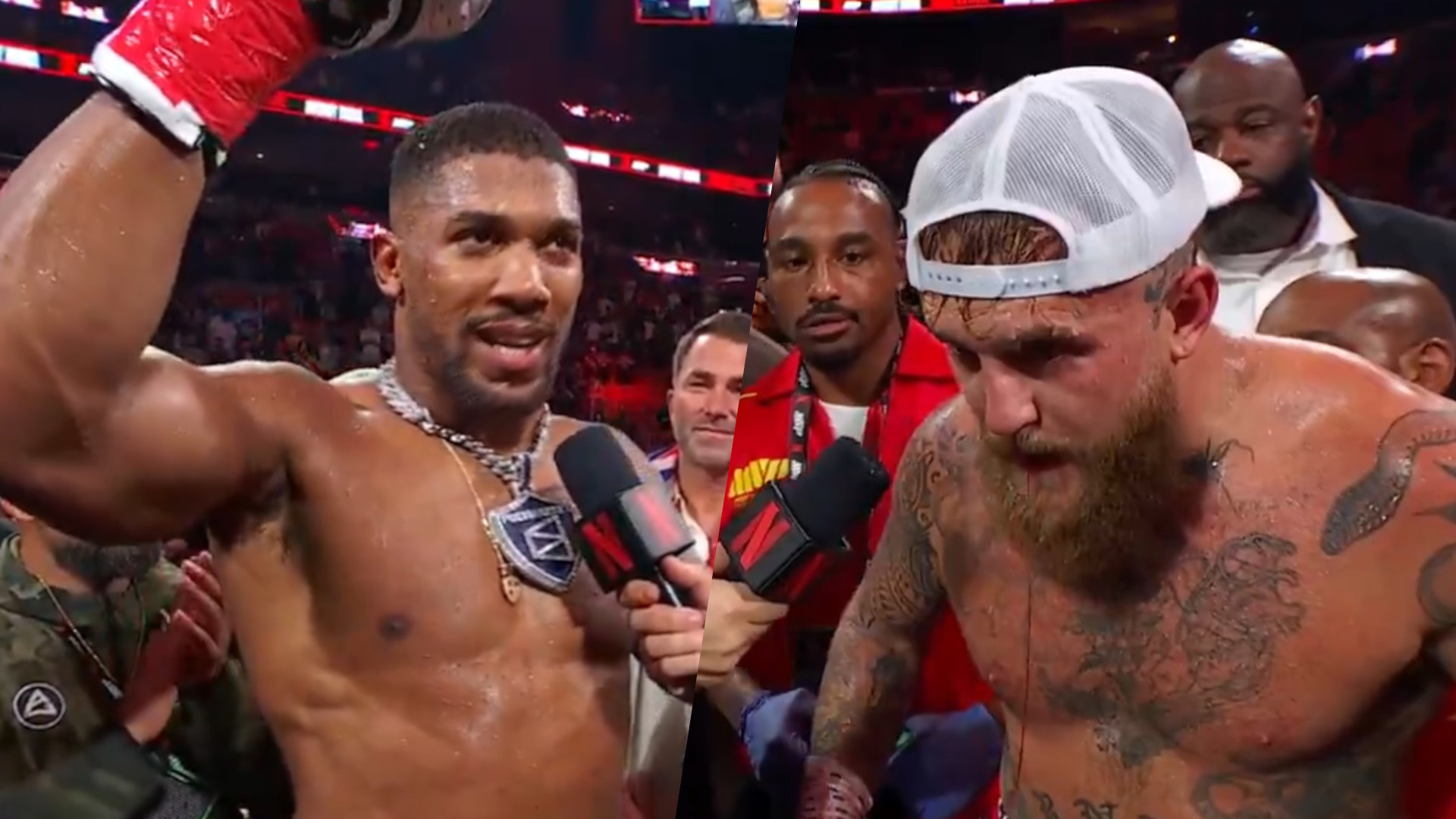 El momento en que Jake Paul es noqueado Anthony Joshua