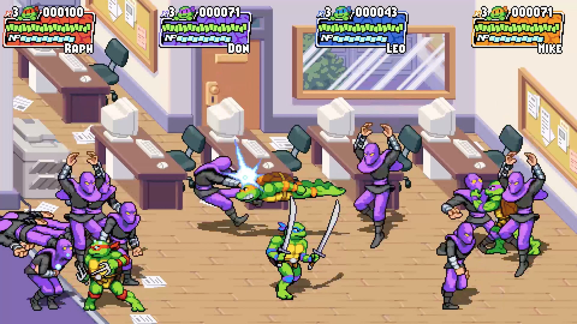 Retorno de las Tortugas Ninja píxel art al estilo Street of Rage 4