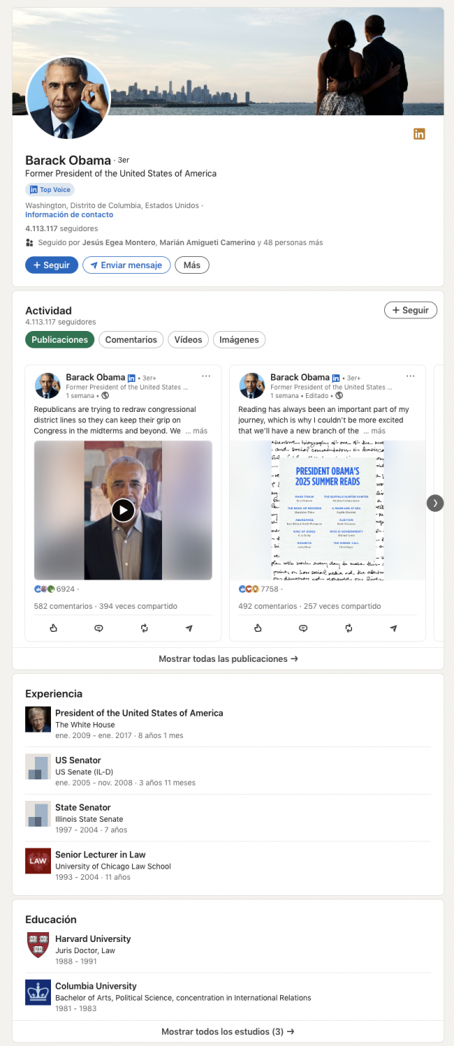 Trump se apodera del LinkedIn de Obama