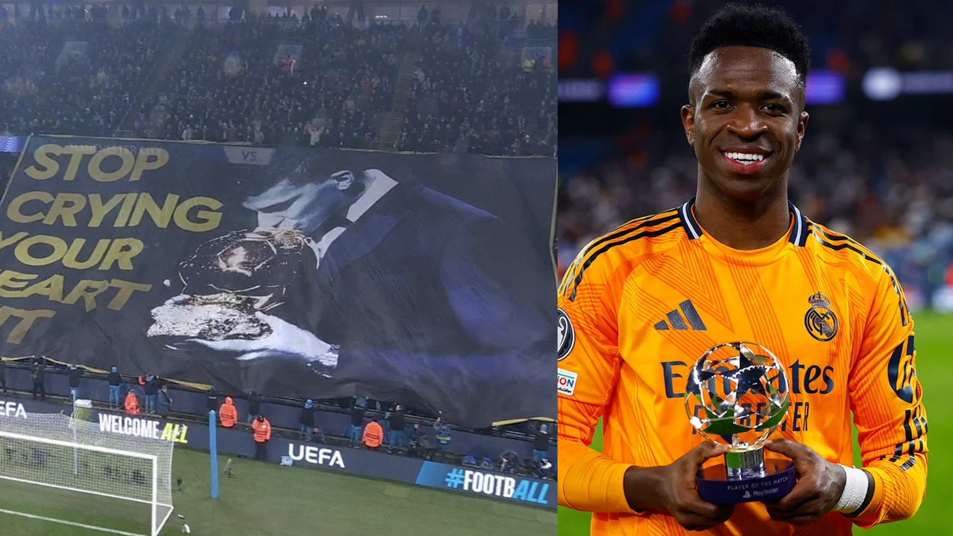 Vinícius Jr. dice que la pancarta "Stop Crying Your Heart Out" le dio ...